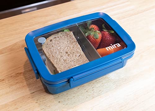 Mira 18/8 Stainless Steel Bento Lunch Box with Divider for Sandwich and Sides - Food Container for Adults - Fits in Lunch Box & Backpack, Sherbet