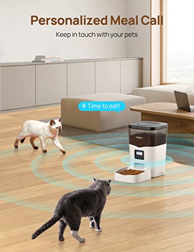 Ymiko Automatic Cat Feeder, Cat Food Dispenser with Voice Recorder, Timed Small Pet Feeder with Programmable Timer, 1-4 Meals Per Day, 3L/12.7 Cups Capacity