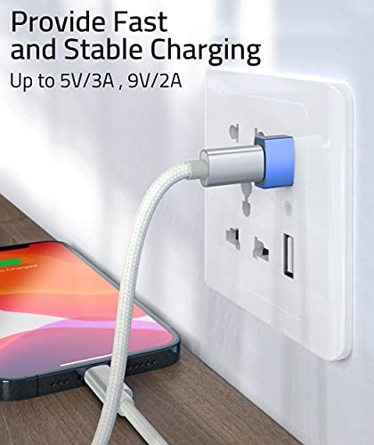 Syntech USB C Female to USB A Male Adapter 3 Pack, Type C Charger Cable Power Adapter Compatible with iPad Air 6, iPhone 13/12 Pro Max, Apple Watch S7, Samsung Galaxy S20 etc Blue