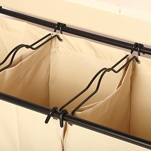 Rolling Laundry Sorter Cart with Wheels Heavy-Duty Laundry Hamper Sorter Cart with Ironing Board,3 Removable Bags, and Attached Steel Hanging Bar (Beige)
