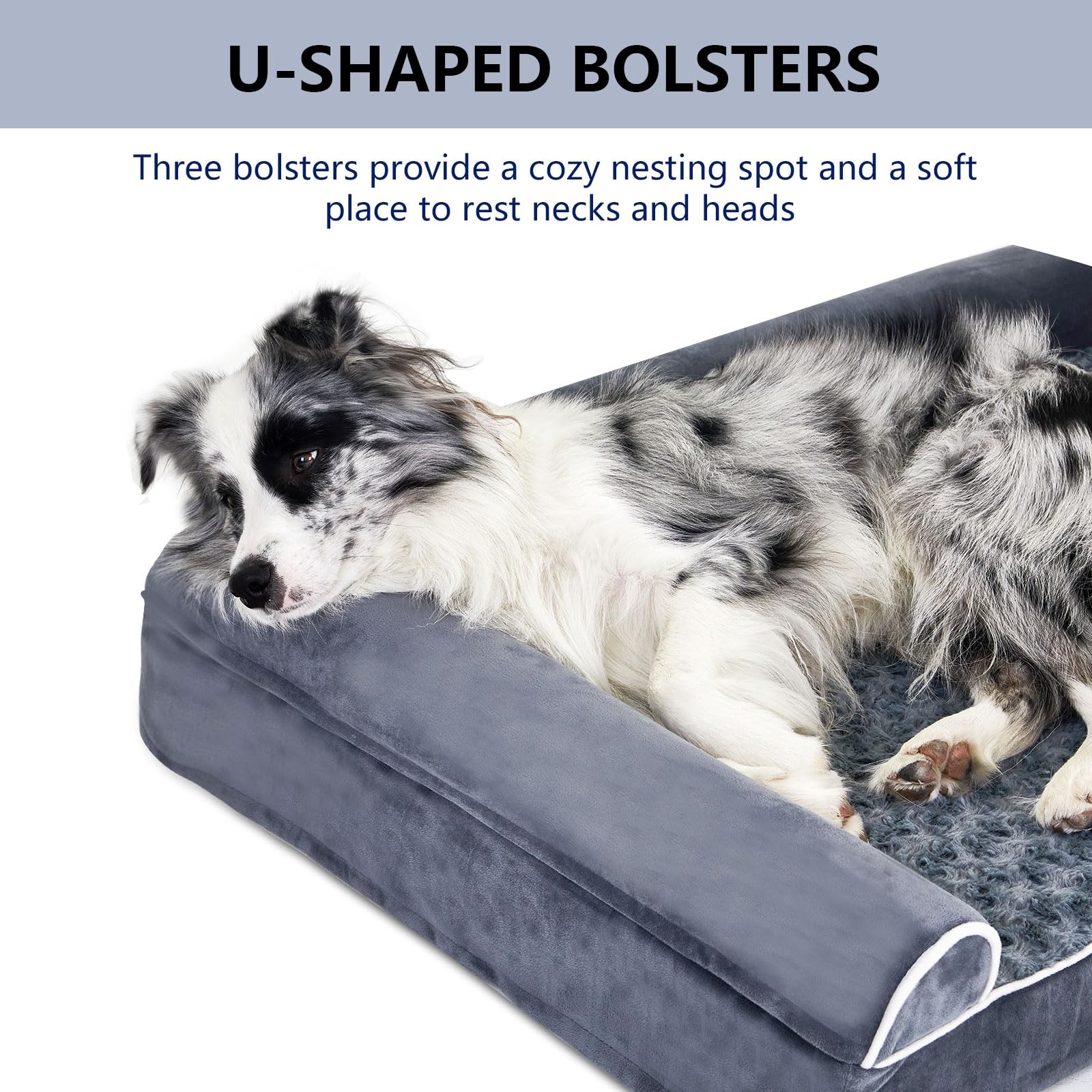 Fafafulai Dog Bed for Large Dogs, Orthopedic Comfortable Dog Sofa Bed Dogs Couch Bed Washable Removable Cover Pet Bed with Waterproof Lining and Nonskid Bottom