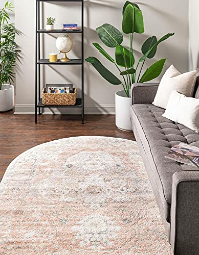 Rugs.com Madeline Vintage Collection Rug โ 4' x 6' Oval Rose Pink Medium-Pile Rug Perfect for Living Rooms, Large Dining Rooms, Open Floorplans