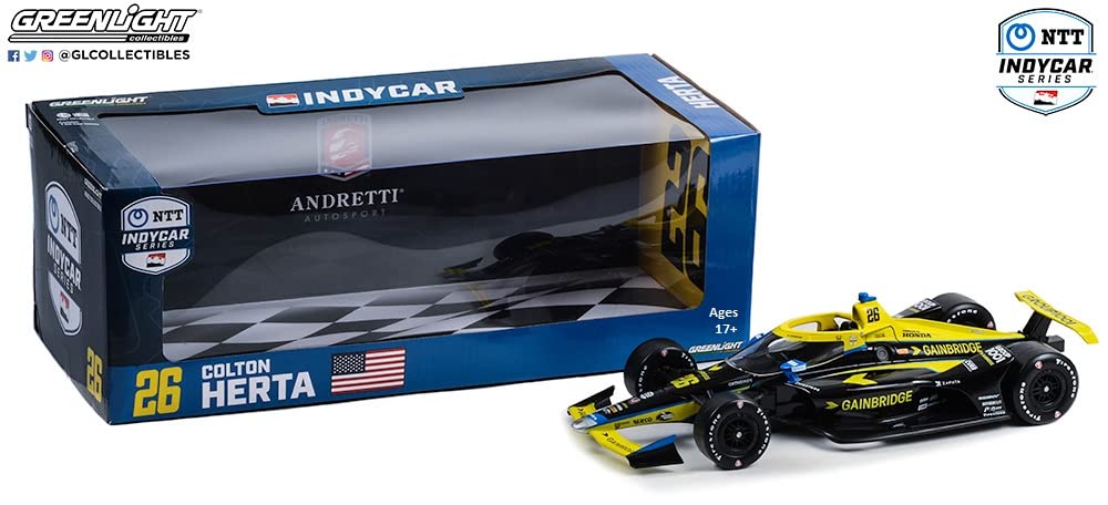 Greenlight 11183 2023 NTT IndyCar Series - #26 Colton Herta/Andretti Autosport, Gainbridge 1:18 Scale Diecast