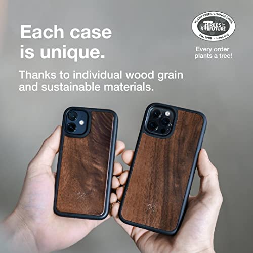 Woodcessories - Magnetic Bumper Case Compatible with iPhone 12 Pro Max case with Magnet, Made of Wood, Walnut