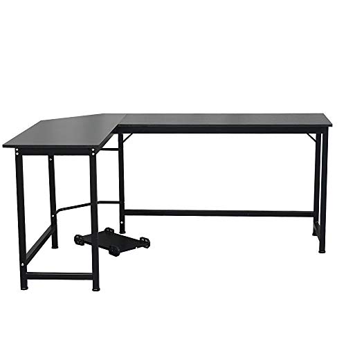 WEI WEI GLOBAL 66” L-Shaped Computer Corner Desk, PC Laptop Gaming Desk with CPU Stand, Space-Saving Large Writing Workstation Table for Home Office, Black