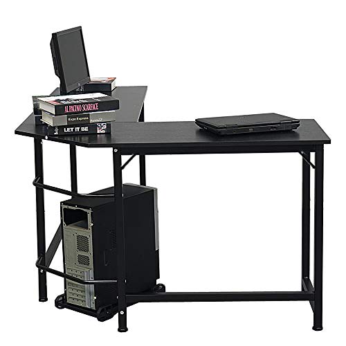 WEI WEI GLOBAL 66” L-Shaped Computer Corner Desk, PC Laptop Gaming Desk with CPU Stand, Space-Saving Large Writing Workstation Table for Home Office, Black