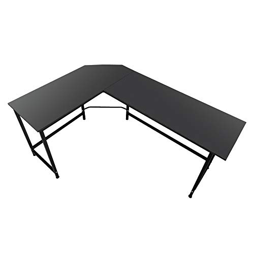 WEI WEI GLOBAL 66” L-Shaped Computer Corner Desk, PC Laptop Gaming Desk with CPU Stand, Space-Saving Large Writing Workstation Table for Home Office, Black