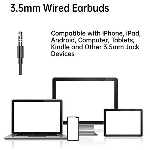 XINLIANG Wired Earbuds with Microphone & Volume Control, in-Ear Headphones with Magnetic, Bass Driven 3.5 mm Ear Buds Phones for iOS and Android Smartphones, Laptops, MP3
