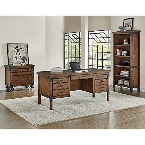 Pemberly Row Rustic Open Wood Bookcase in Brown
