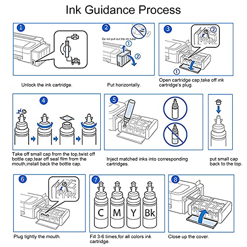Aomya Compatible T522 Refill Ink Bottle Kit Premium Ink for EcoTank ET-2720, ET-4700 Printers Black, Cyan, Magenta, Yellow 4-Pack 100ML