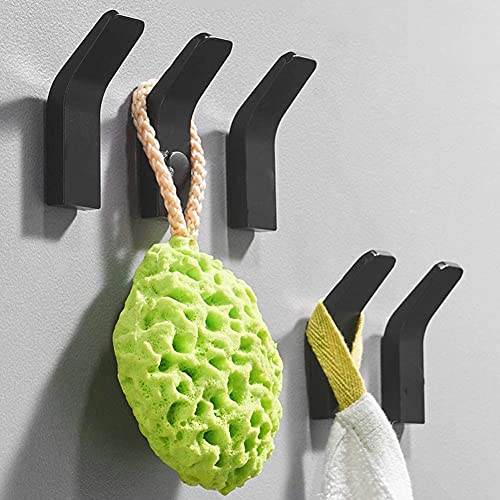 Gerhannery Self Adhesive Hooks Space Aluminum Adhesive Wall Hanger for Robe Closet Bathroom Kitchen Office No Drill,Glue Included(Matt Black)