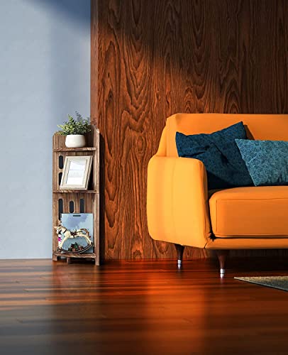 Meangood Bathroom Corner Shelf Stand, 3 Tier Solid Wood Display Shelf for Narrow Space, Shower Corner Shelf, Plant Stand Nightstand, for Living Room, Bedroom, Home Office, Elegant Carbonized Black