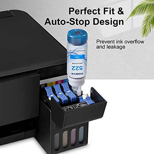 Aomya Compatible T522 Refill Ink Bottle Kit Premium Ink for EcoTank ET-2720, ET-4700 Printers Black, Cyan, Magenta, Yellow 4-Pack 100ML