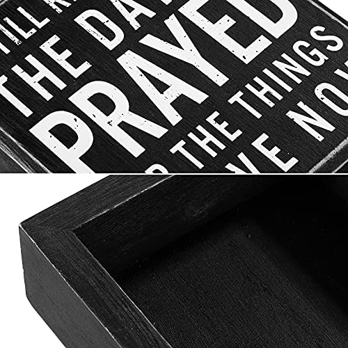 Classic Box Sign Wooden Box Sign Black White Box Sign Decorative Letters Wood Box Plaque for Shelf Living Room Bathroom Laundry Decor (The Days I Prayed)