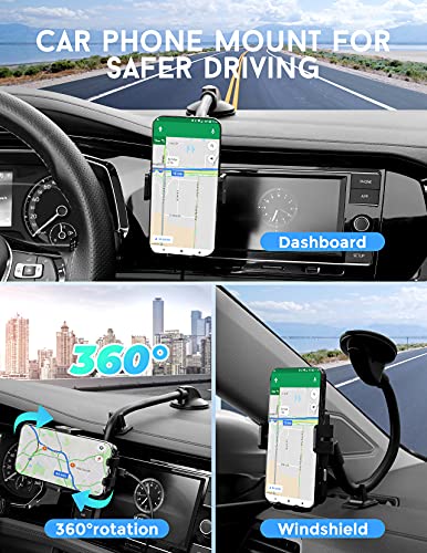 Wireless Car Charger, MOKPR 15W Fast Charging Car Mount Auto-Clamping Car Charger, Dashboard Windshield Phone Holder Compatible with iPhone 14/13/13 Pro/12 pro/12/11/X/8, Samsung S23/S22/S10/S9/S8