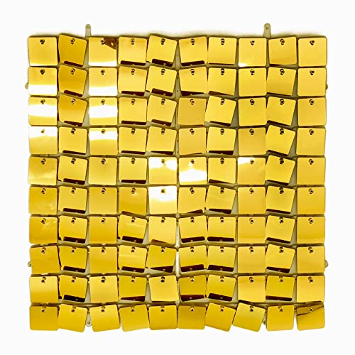 24 Panels Shimmer Wall Backdrop, UNIIDECO 24 Pieces Fiesta Decoration Large Sequin Wall Panels, Birthday Baby Shower Wedding Event Party Decor Shine Curtains, Advertising Signs Home Decor (Gold)