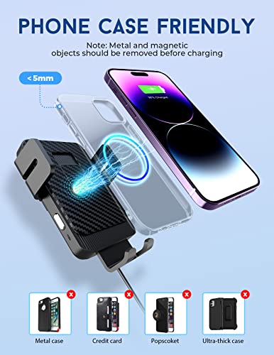 Wireless Car Charger, MOKPR 15W Fast Charging Car Mount Auto-Clamping Car Charger, Dashboard Windshield Phone Holder Compatible with iPhone 14/13/13 Pro/12 pro/12/11/X/8, Samsung S23/S22/S10/S9/S8