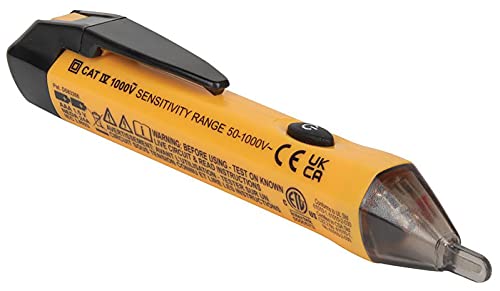 Klein Tools NCVT1P Voltage Tester, Non-Contact Voltage Detector Pen, 50V to 1000V AC, Audible and Flashing LED Alarms, Pocket Clip