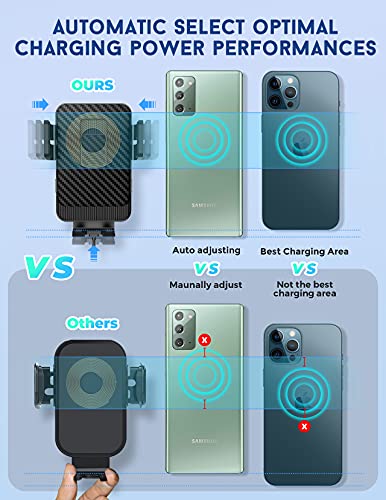 Wireless Car Charger, MOKPR 15W Fast Charging Car Mount Auto-Clamping Car Charger, Dashboard Windshield Phone Holder Compatible with iPhone 14/13/13 Pro/12 pro/12/11/X/8, Samsung S23/S22/S10/S9/S8