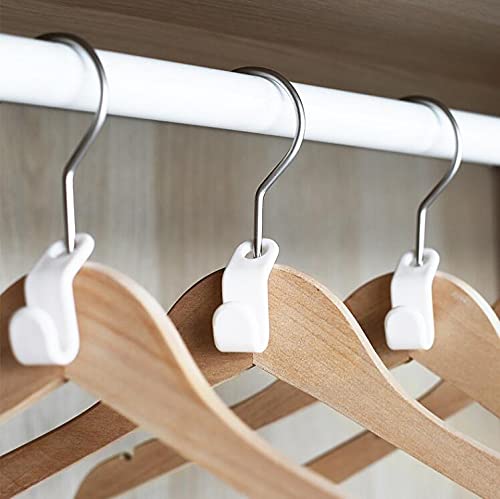 Woonsoon 40 Pcs Clothes Hanger Connector Hooks, Outfit Hangers, Hanger Extender Clips, Cascading Hanger Hooks, Household Strong Load-Bearing Closet Hook, Clothes Hangers Space Saving, White (Q13)