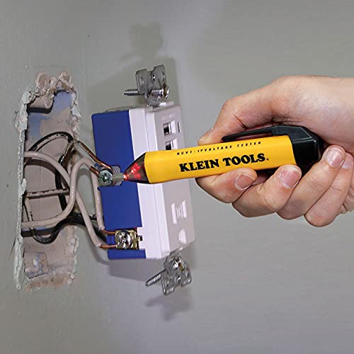 Klein Tools NCVT1P Voltage Tester, Non-Contact Voltage Detector Pen, 50V to 1000V AC, Audible and Flashing LED Alarms, Pocket Clip