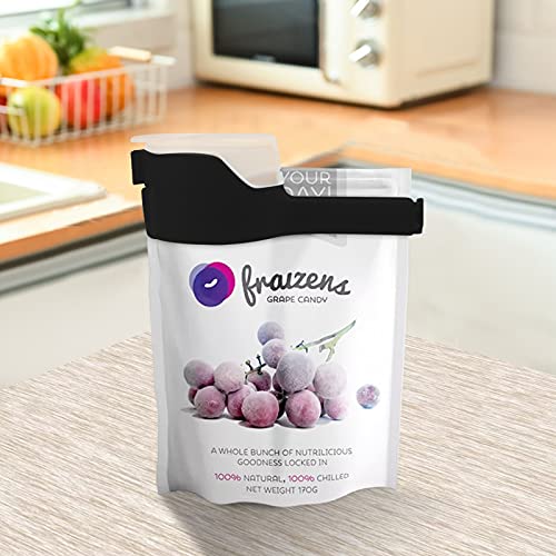 KUFUNG Food Storage Sealing Clips with Pour Spouts, Kitchen Chip Bag Clips, Plastic Cap Sealer Clips, Great for Kitchen Food Storage and Organization (M, Black)