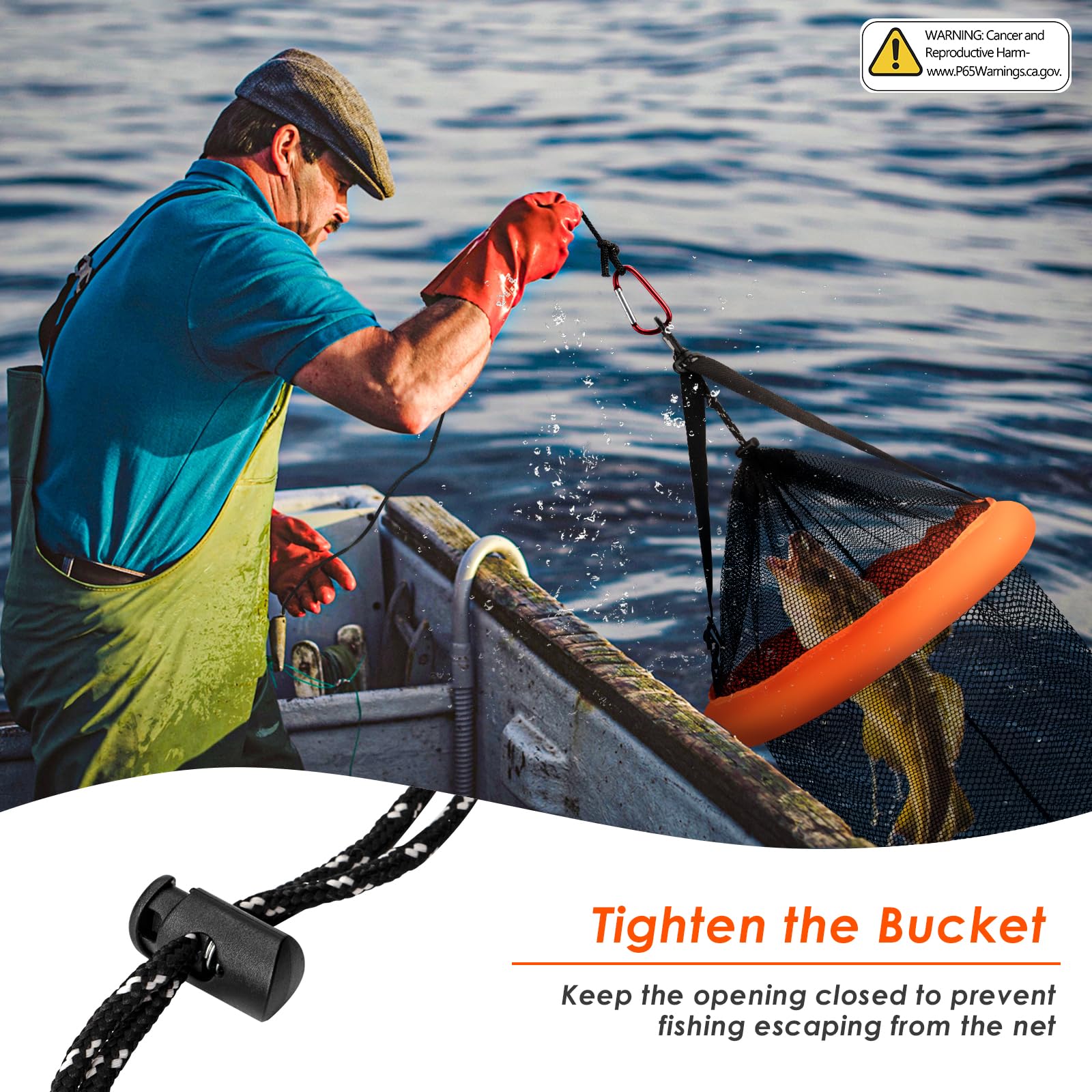 QualyQualy Foldable Fish Basket - Portable Collapsible Fishing Net Storage Cage for Live Fish