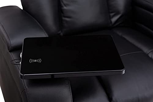 Seatcraft Wireless Charging Tray Table - 360 Degree Rotation - Accessory Add-On Attachment for Home Theater Seating