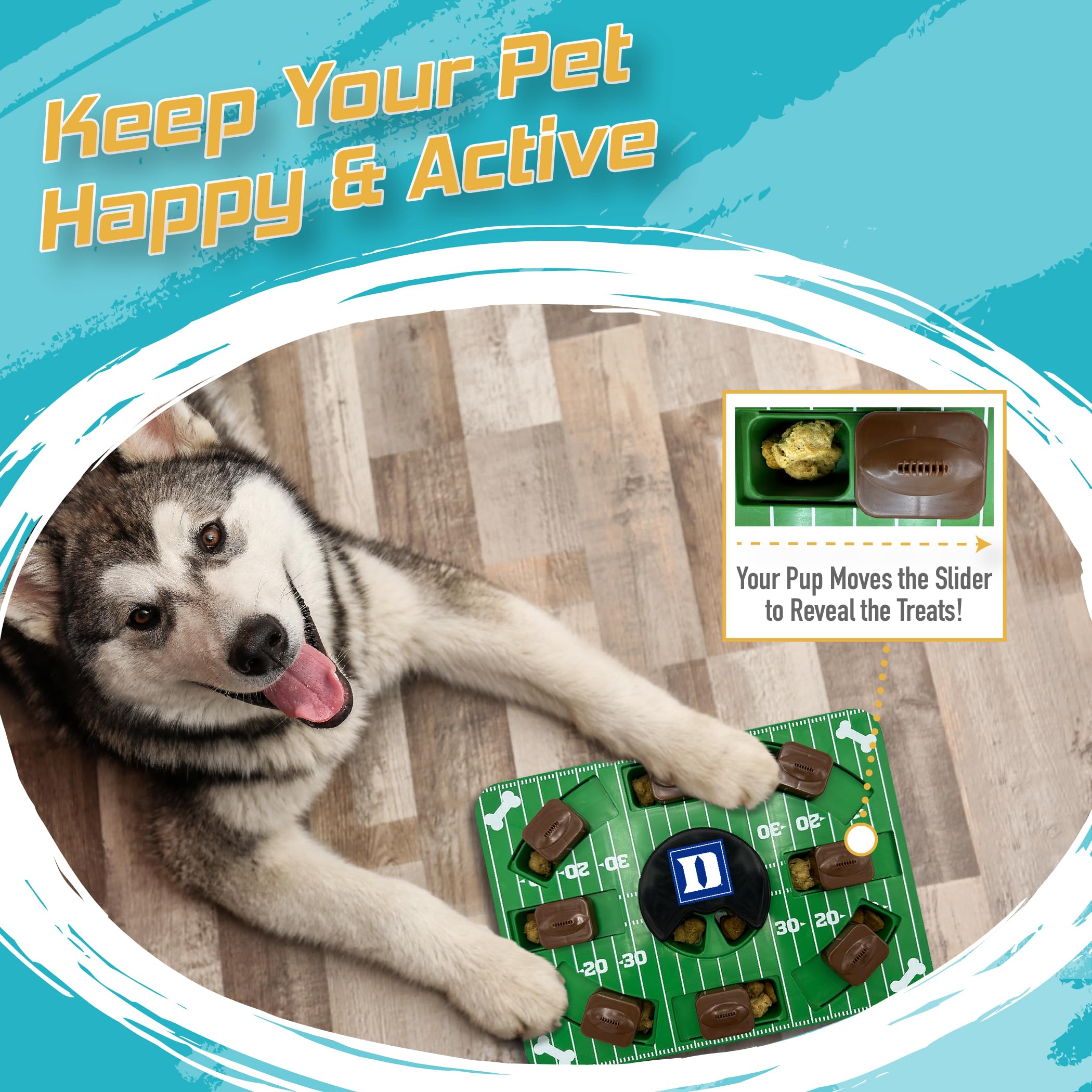 Pets First NCAA Duke Blue Devils Puzzle Toy, Puzzle Treat Dog Toy, Interactive Dog Treat Toy, Dog Puzzle Fedding Slow Toy