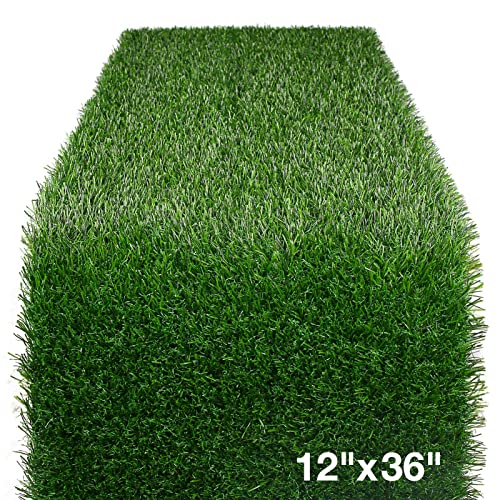 XLX TURF Grass Table Runner 12 x 36 Inch, Green Artificial Tabletop Decor for Wedding, Birthday Party, Banquet, Baby Shower