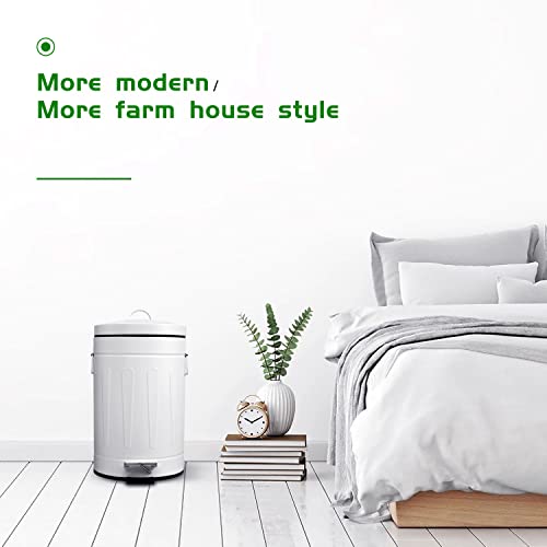 Innovaze 3.2 Gal + 0.8 Gal Bathroom Trash Can, Stylish White Steel Small Garbage Can with Lid and Removable Inner Bucket