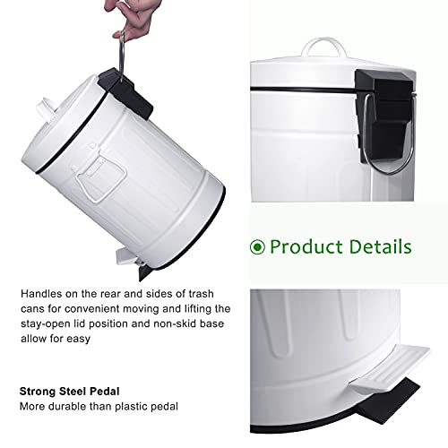 Innovaze 3.2 Gal + 0.8 Gal Bathroom Trash Can, Stylish White Steel Small Garbage Can with Lid and Removable Inner Bucket