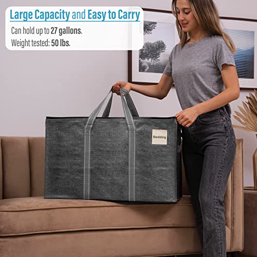 VENO 8 Pack Extra Large Moving Storage Bags with Zippers, Foldable Heavy-Duty Tote for Space Saving, Alternative to Moving Boxes, Packing Supplies, Plastic Storage Bins (Dark Gray - Set of 8)