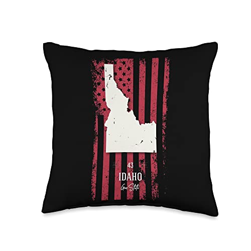 Idaho State Map USA Throw Pillow, 16x16, Multicolor