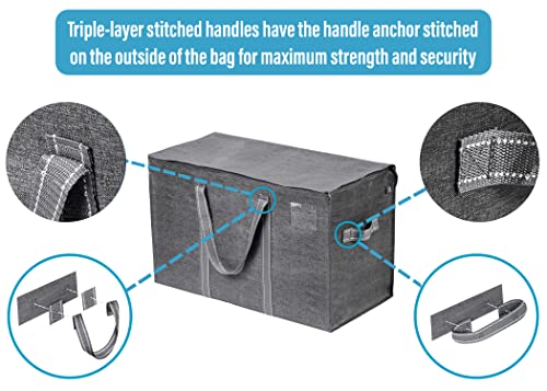 VENO 8 Pack Extra Large Moving Storage Bags with Zippers, Foldable Heavy-Duty Tote for Space Saving, Alternative to Moving Boxes, Packing Supplies, Plastic Storage Bins (Dark Gray - Set of 8)