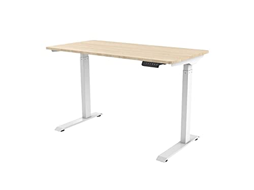 Monoprice Home Office Single Motor (47.2in x 23.6in) Sit-Stand Desk Table-Workstream Collection, White