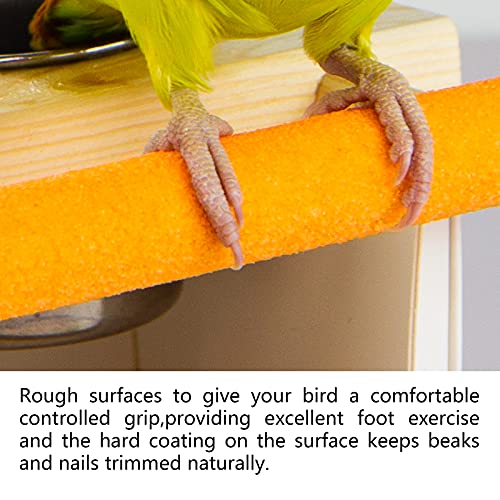 PANQIAGU Parrot Mirror Toy with Stainless Steel Feeding Cups Bird Wooden Frames with Cage Perch for Small Parakeets, Cockatiels, Conures, Finches,Budgie,Macaws, Parrots, Love Birds