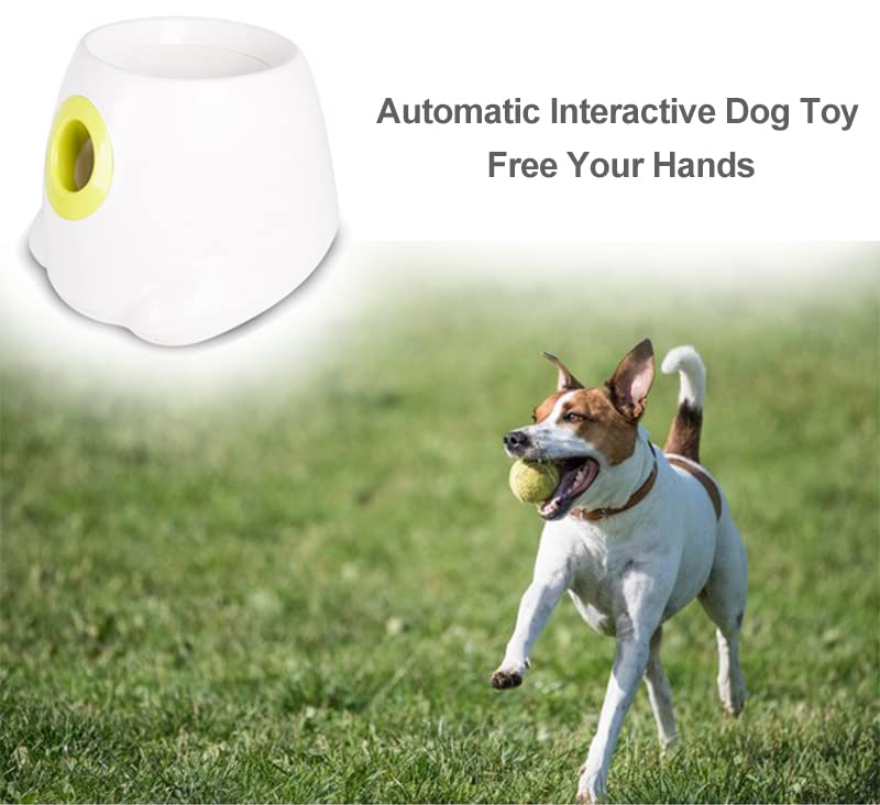 Piwerod Automatic Dog Ball Launcher, Tennis Ball Thrower Machine for Small and Medium Dogs, Interactive Dog Toys, 3PCS Tennis Balls Included (2 inch)