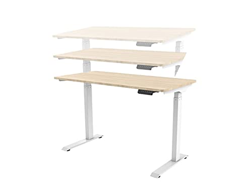 Monoprice Home Office Single Motor (47.2in x 23.6in) Sit-Stand Desk Table-Workstream Collection, White