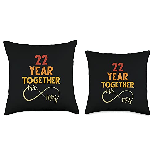 Couple 22nd Anniversary Gifts Co. 22 Years Together Mr & Mrs Couple Matching 22nd Anniversary Throw Pillow, 18x18, Multicolor