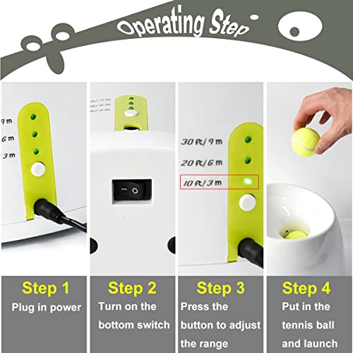 Piwerod Automatic Dog Ball Launcher, Tennis Ball Thrower Machine for Small and Medium Dogs, Interactive Dog Toys, 3PCS Tennis Balls Included (2 inch)