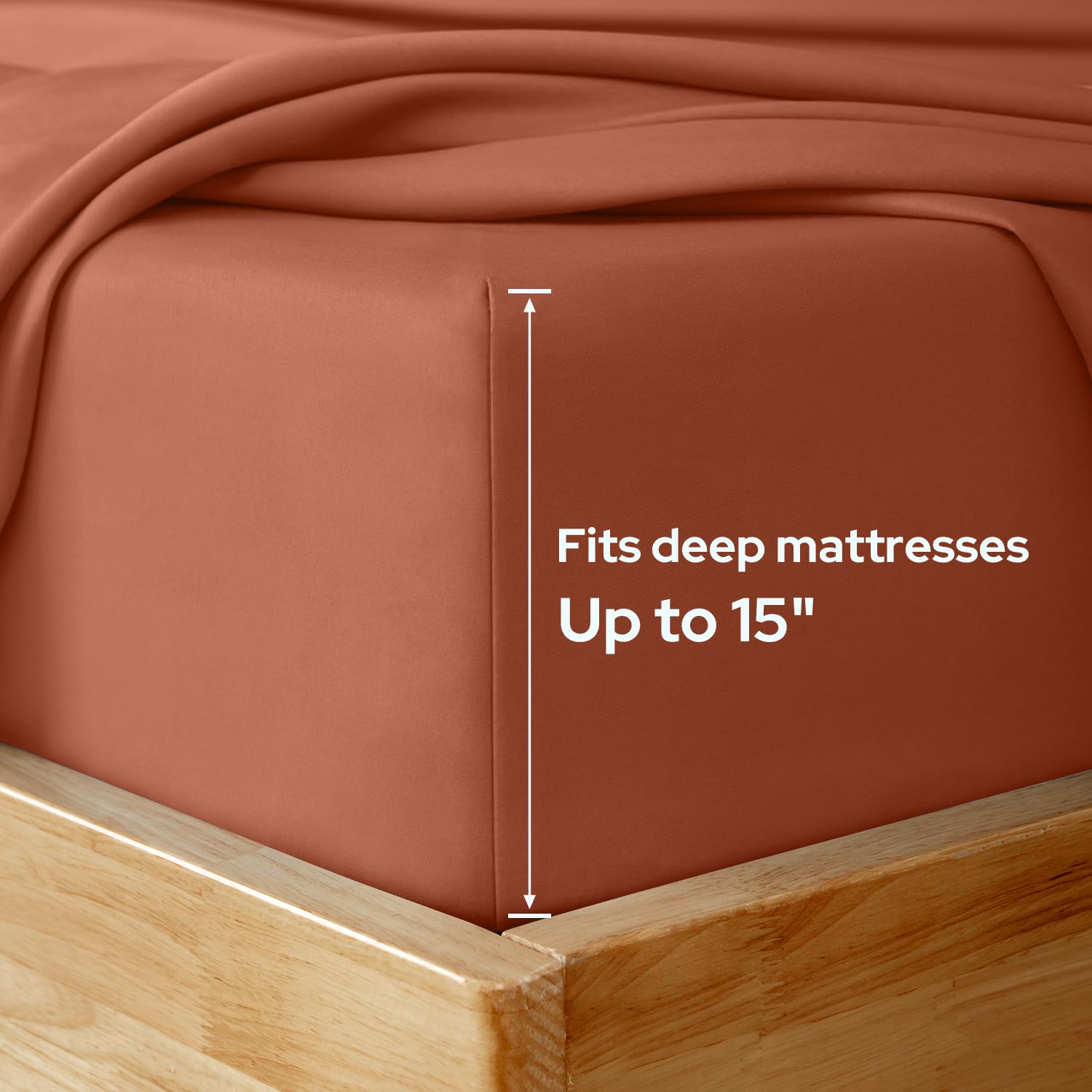 HOMEIDEAS Full Size Terracotta Bed Sheets - 6 Piece Set (Burnt Orange) - Extra Soft Brushed Microfiber 1800 Bedding Rust Sheets, Deep Pocket, Wrinkle & Fade Free