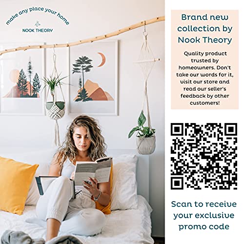 Nook Theory 4-Pack Macrame Plant Hanger - with 8 Ceiling Hooks - Hanging Planter Indoor Outdoor - Hanging Plant Holder - Decorative Bohemian Plant Hangers - Hanging Plants (Cream)