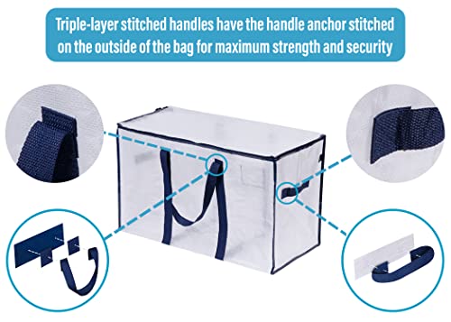 VENO 8 Pack Extra Large Moving Storage Bags with Zippers, Foldable Heavy-Duty Tote for Space Saving, Alternative to Moving Boxes, Packing Supplies, Plastic Storage Bins (Clear - Set of 8)