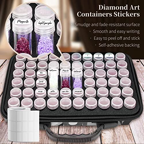 TiGilt Diamond Painting Accessories Labels - for Diamond Painting Storage Bead Containers, Diamond Art Accessories Tools β Self-Adhesive Removable Writable White Stickers for Name, Number | 2-Roll