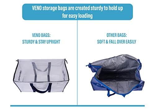 VENO 8 Pack Extra Large Moving Storage Bags with Zippers, Foldable Heavy-Duty Tote for Space Saving, Alternative to Moving Boxes, Packing Supplies, Plastic Storage Bins (Clear - Set of 8)