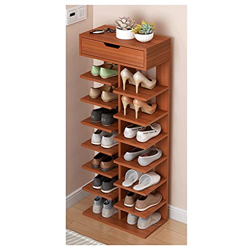 Shoe Shelf Multi-Layer Household Shoe Rack Economical Shoerack Space Saving Door Shoe Rack Simple Shoe Cabinet Home Storage (Color : Wood)