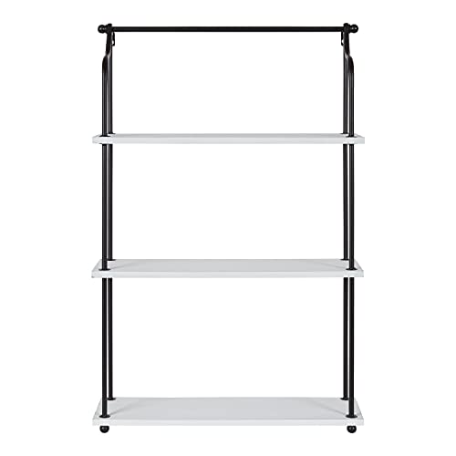 Kate and Laurel Walters Modern 3-Tier Hanging Shelf, 21 x 32, White, Decorating Wall Mounted Storage Shelf for Wall