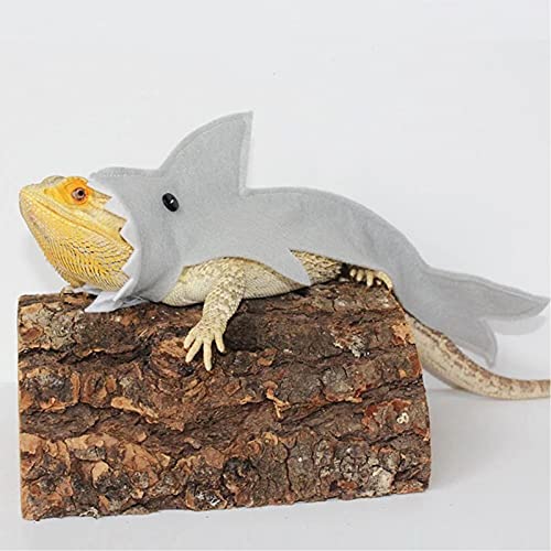 SEIS 3 Pcs Shark Bearded Dragon Costume Felt Cloth Lizard Outfit Halloween Small Animal Clothes Harness for Chameleon Gecko Anole Iguana Amphibians (1 Pcs (L))