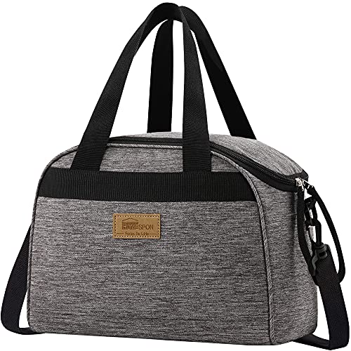 HOMESPON Insulated Lunch Bag Wide Open Design Reusable Cooler Tote Box with Adjustable Shoulder Strap For Woman Man(Gray)
